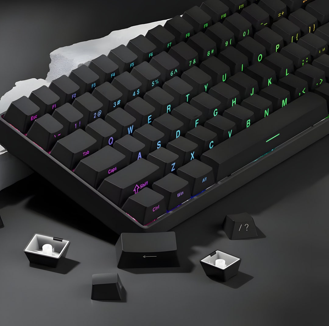 Black Backlit Side Print Keycap Set, Shine Through 136 Key, Cherry Mx ...