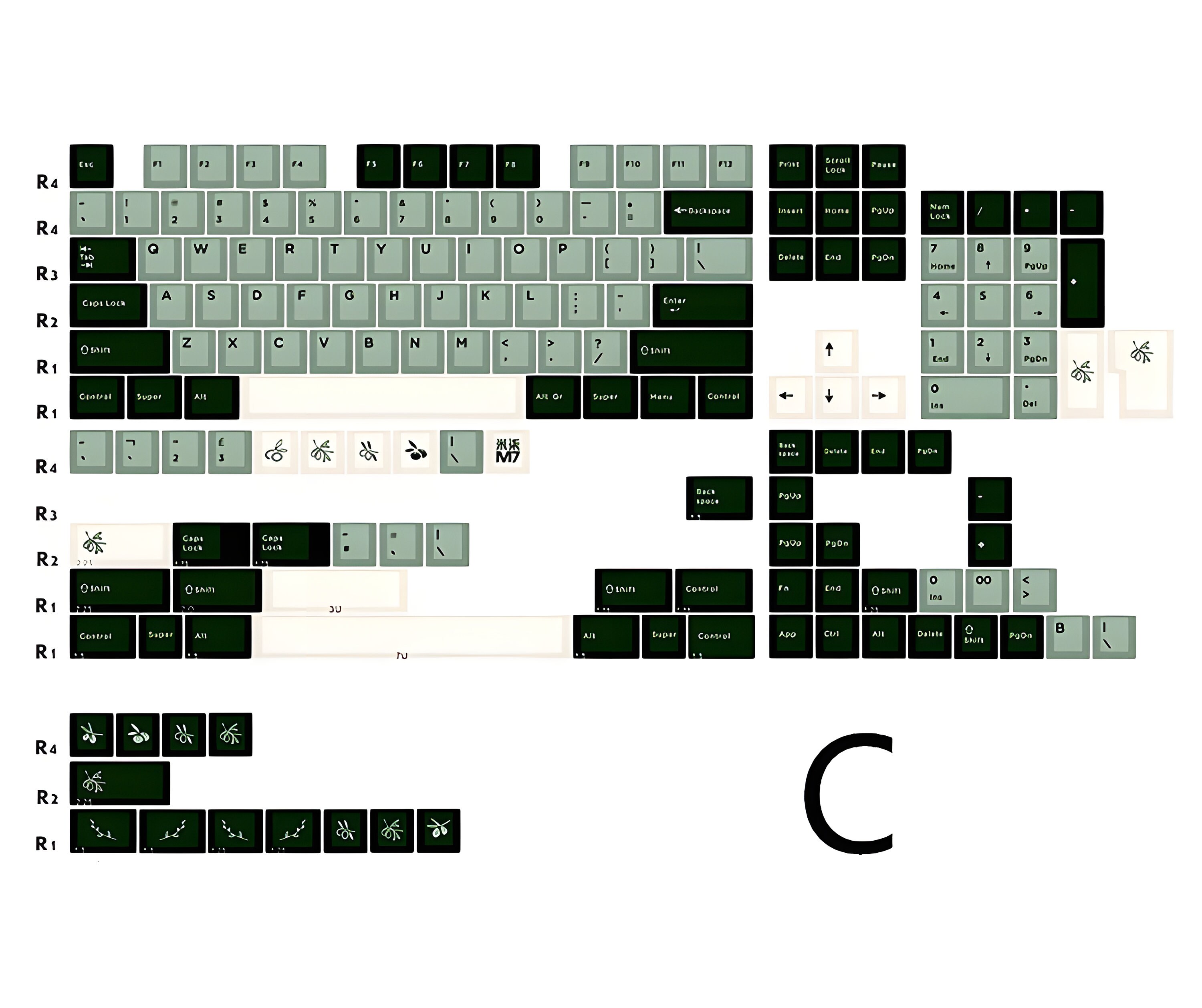 Olive Theme Keycap Set Vintage, Mechanical Keyboard Keycaps Set, 94/170 ...