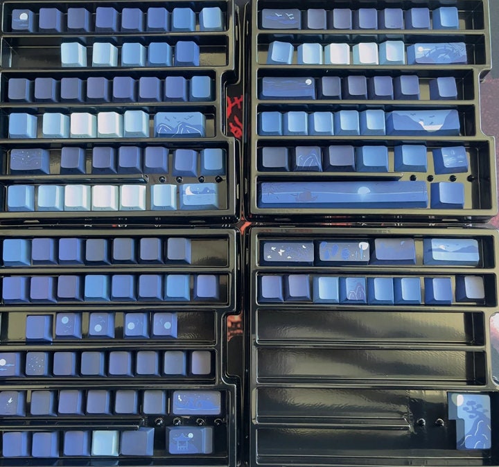 Dark Blue Moon Backlight Keycap Set, Side Print Keycaps, Cherry Profile ...
