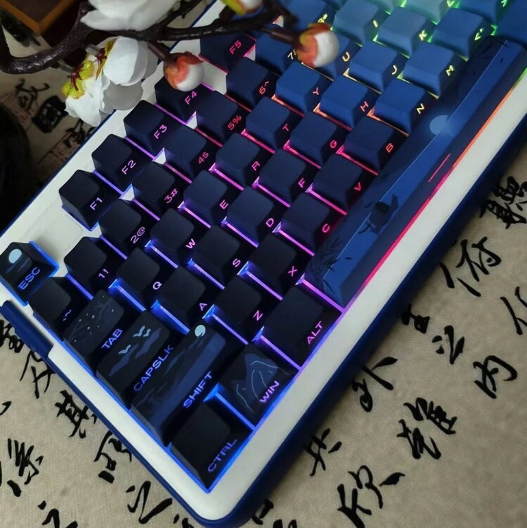 Dark Blue Moon Backlight Keycap Set, Side Print Keycaps, Cherry Profile ...