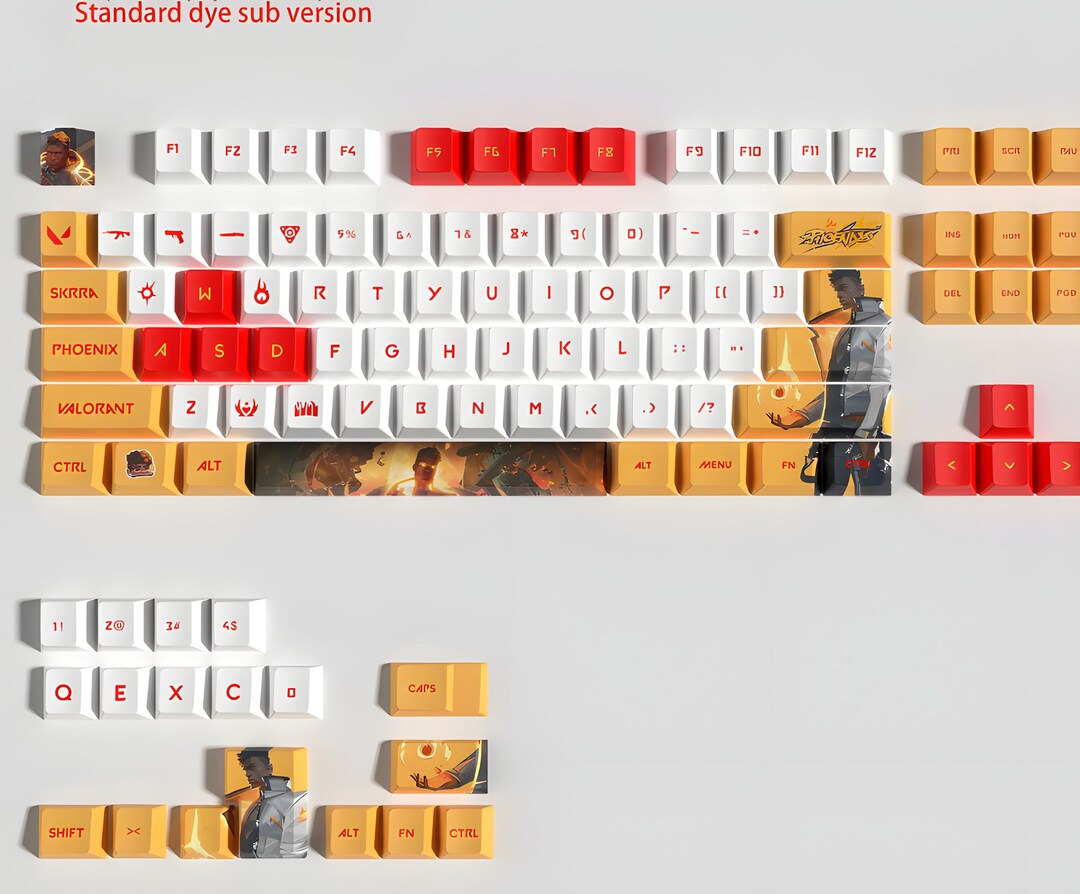 Valorant Phoenix Keycaps FULL SET, Valorant Backlit Full Keycap Set ...