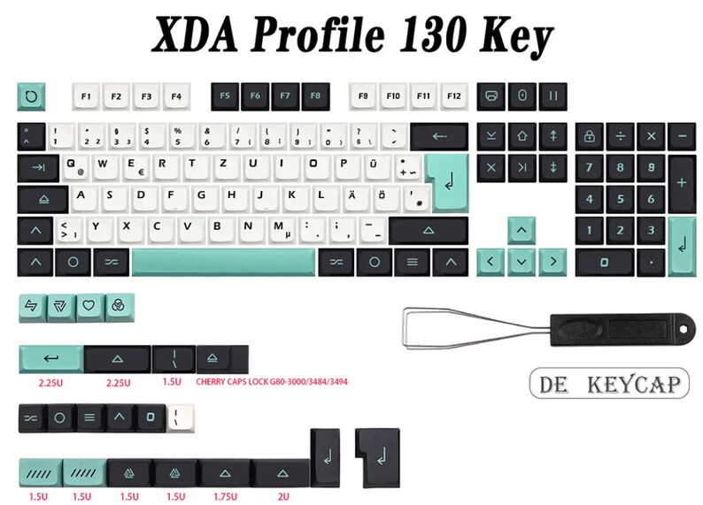 Blue & Black XDA PBT ISO Keycaps Set for Mechanical Keyboard Cherry Mx ...