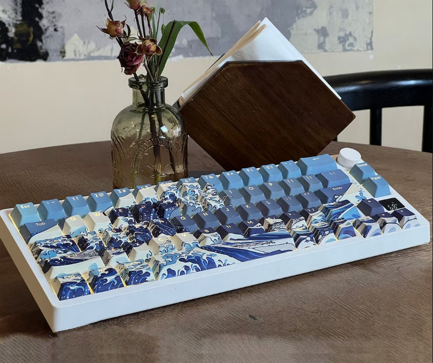 Great Wave Keycap Set, Side Print Keycap, Backlit Keycap, PBT Keycap ...