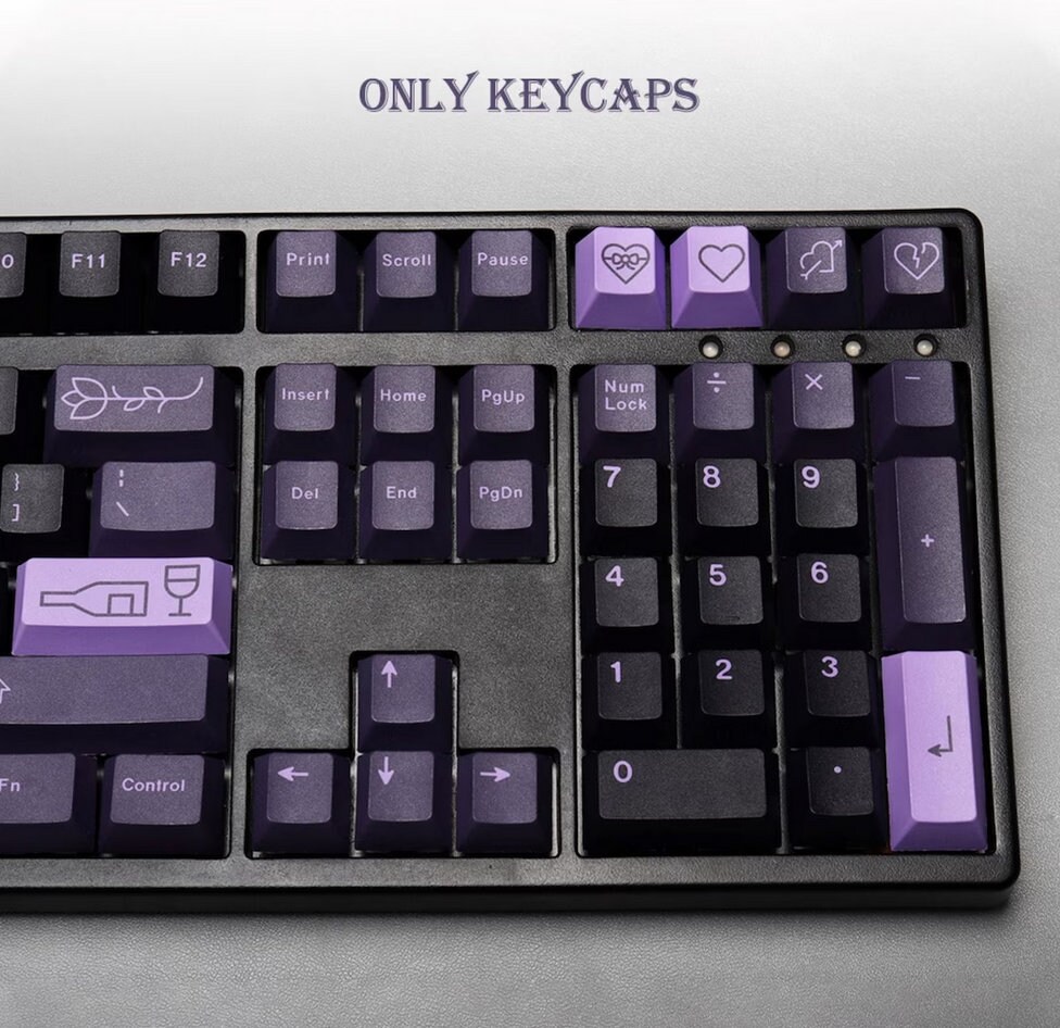 130 Key First Love Theme Purple Keycaps Set for Mechanical Keyboard ...