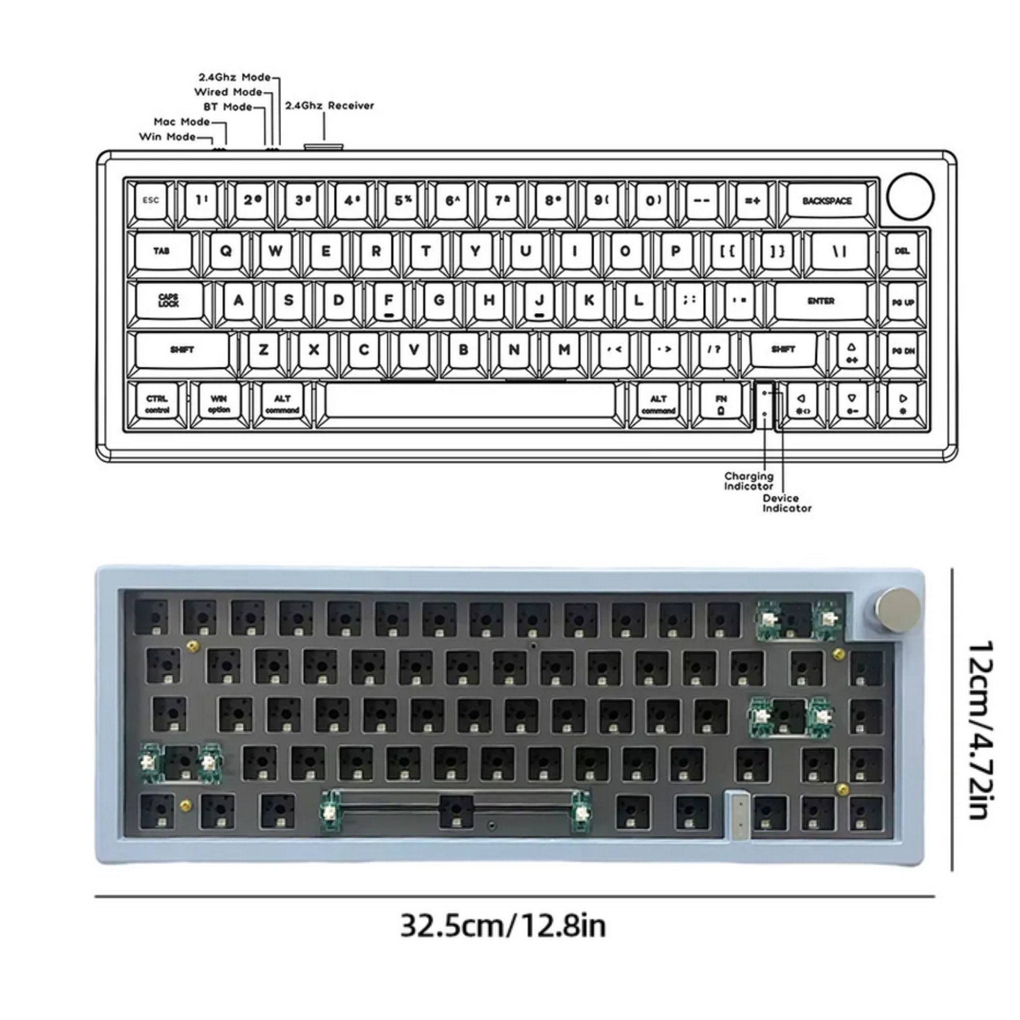 Purple Pink Green Backlit Keycap Set, Side Print, PBT Double Shot ...