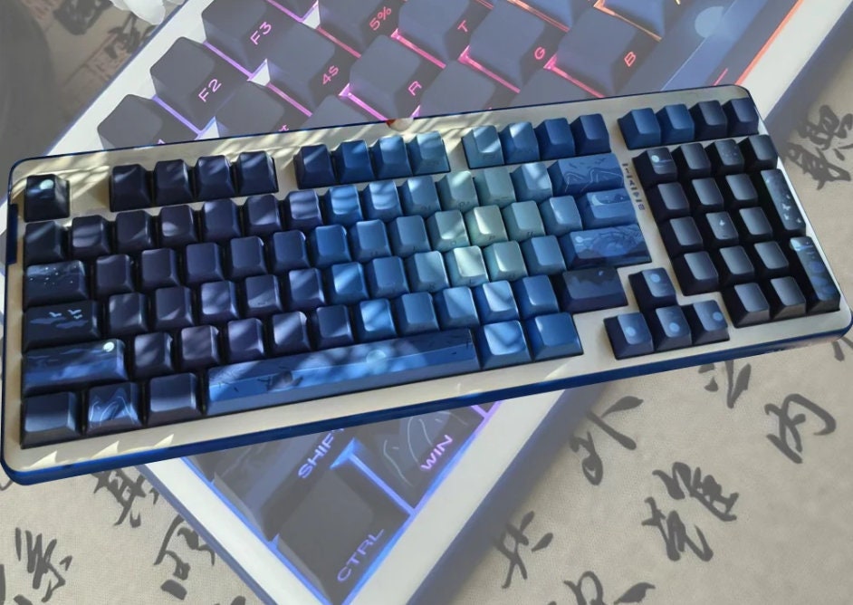 Dark Blue Moon Backlight Keycap Set, Side Print Keycaps, Cherry Profile ...