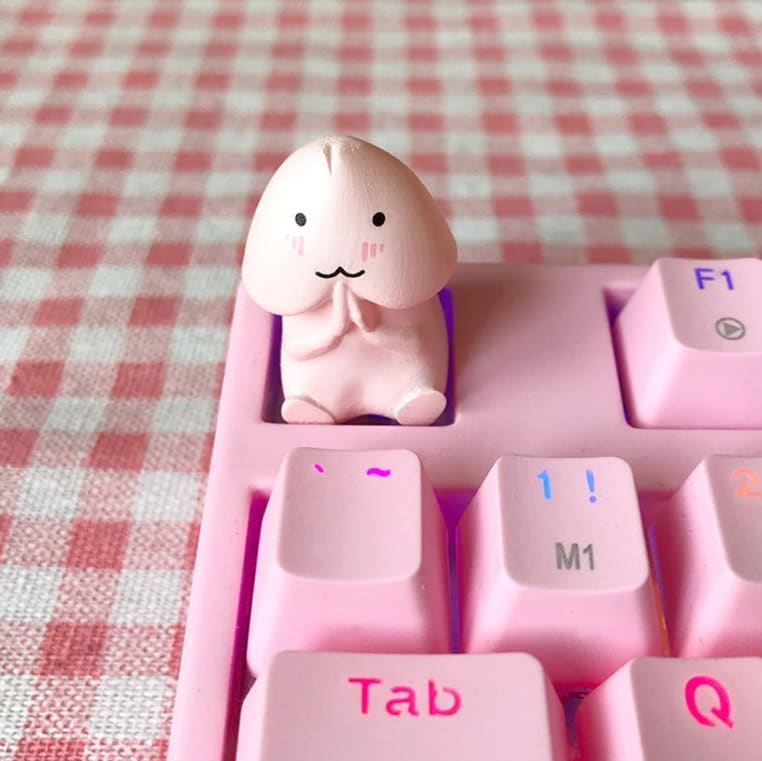 Cute Keycap Pink, Cute Weenie Keycap, Keycaps Artisan, PVC Keycap ...