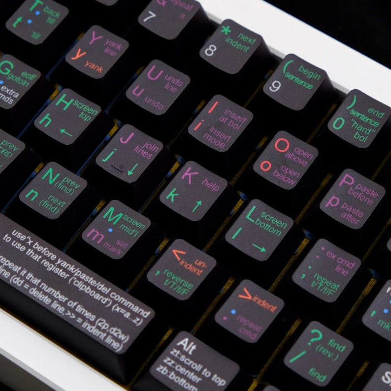 Vim Programmer Themed Black Keycap Set, Retro Programmer PBT Keycaps Cherry Profile MX Stem ...