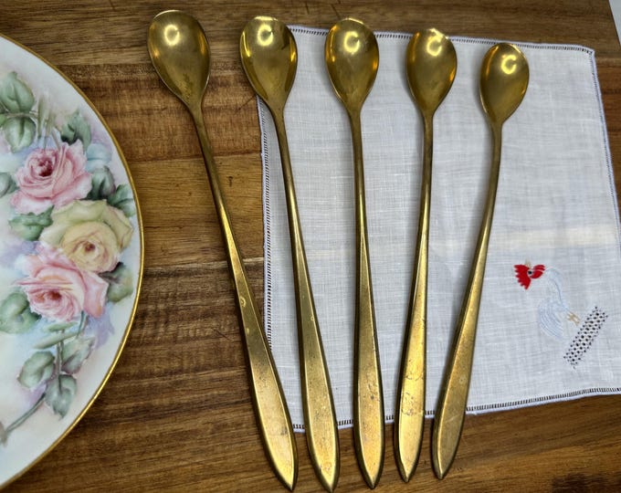 Vintage Dirilyte Dirigold Regal Iced Tea Spoons, Set of 5, Dirigold ...