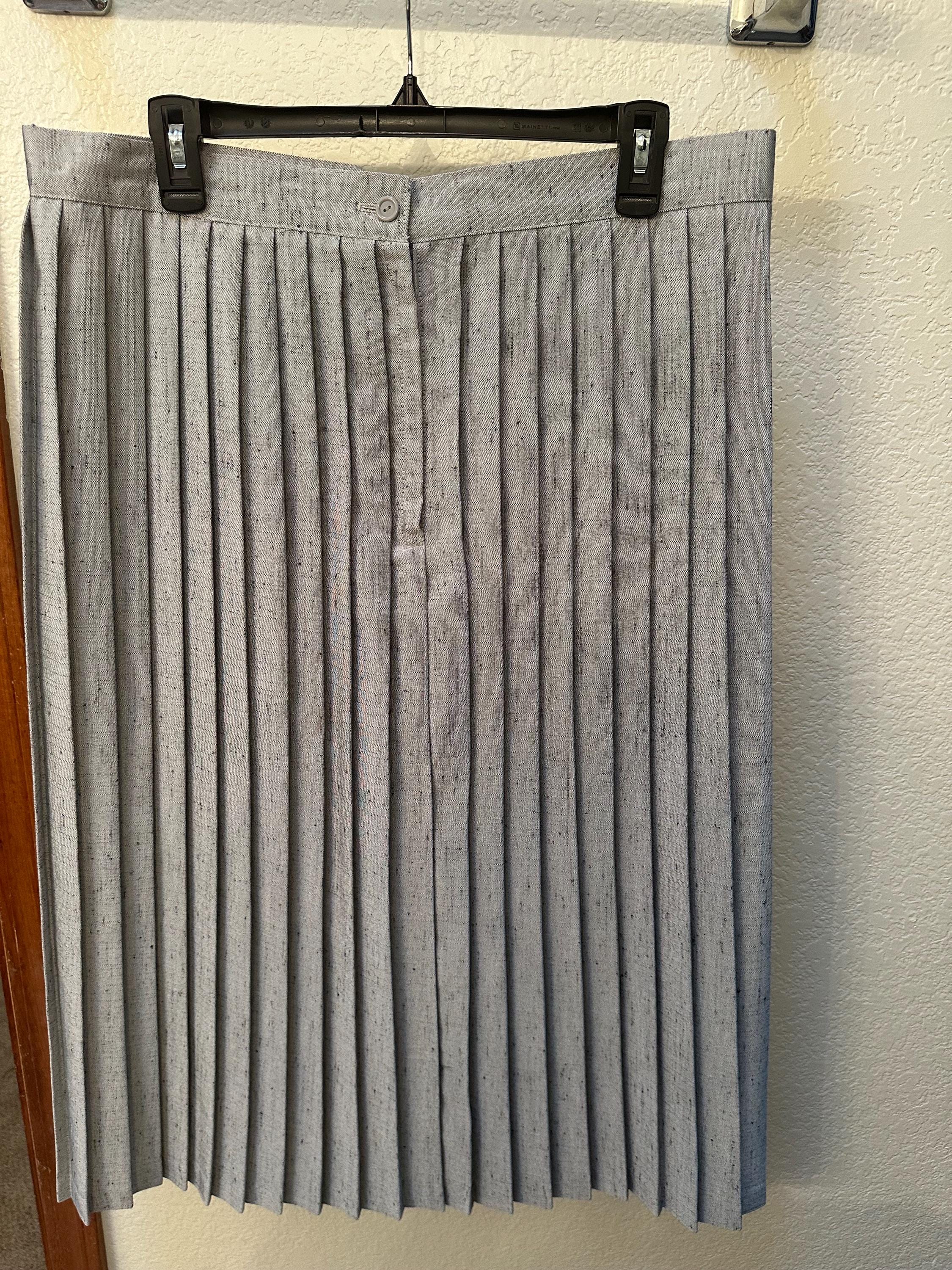 Preppy Academia Vintage Forte Pleated High Waist Midi Skirt, Heather ...