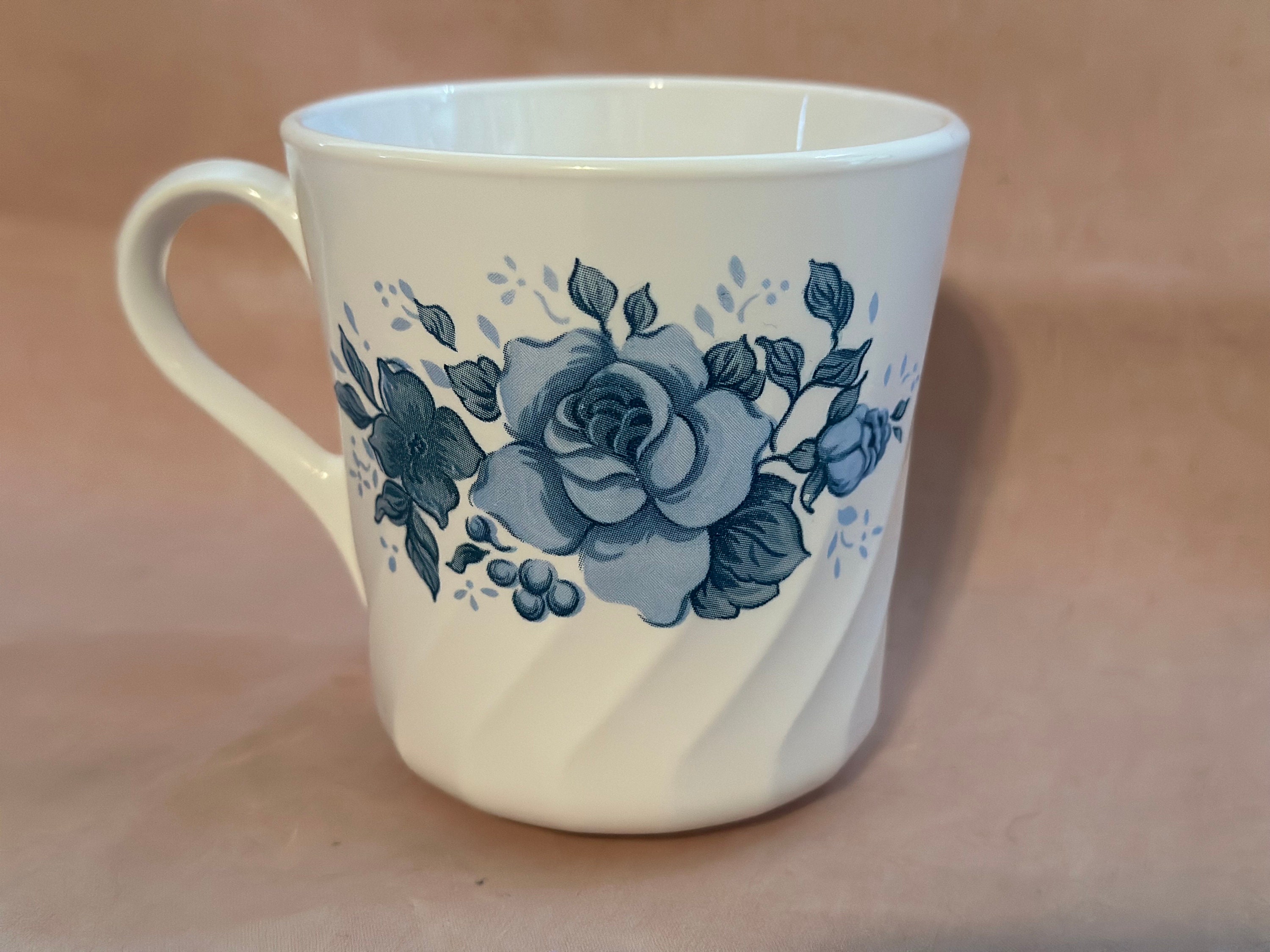 Corning Ware Vintage Blue Velvet Rose Swirl Mug, Vintage Kitchen Decor ...