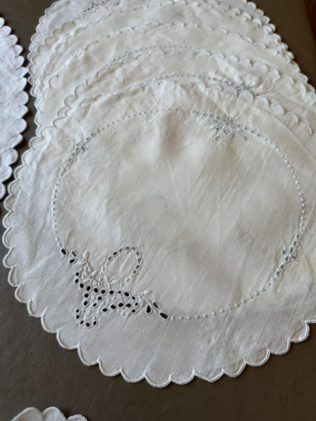 Large Set of Table Linens or Dresser Linens, Vintage White Linens ...
