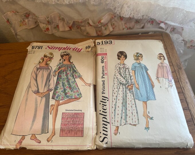 Vintage Nightgown Sewing Patterns, 1960s Sewing Patterns, Vintage ...