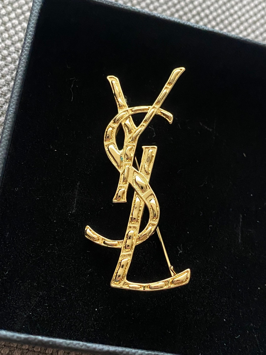 Vintage Yves Saint Laurent YSL Brooch Gold Pin Brosche Spilla Broche ...