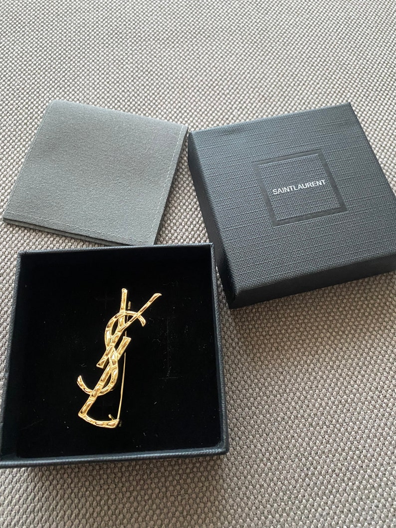 Vintage Yves Saint Laurent YSL Brooch Gold Pin Brosche Spilla Broche ...