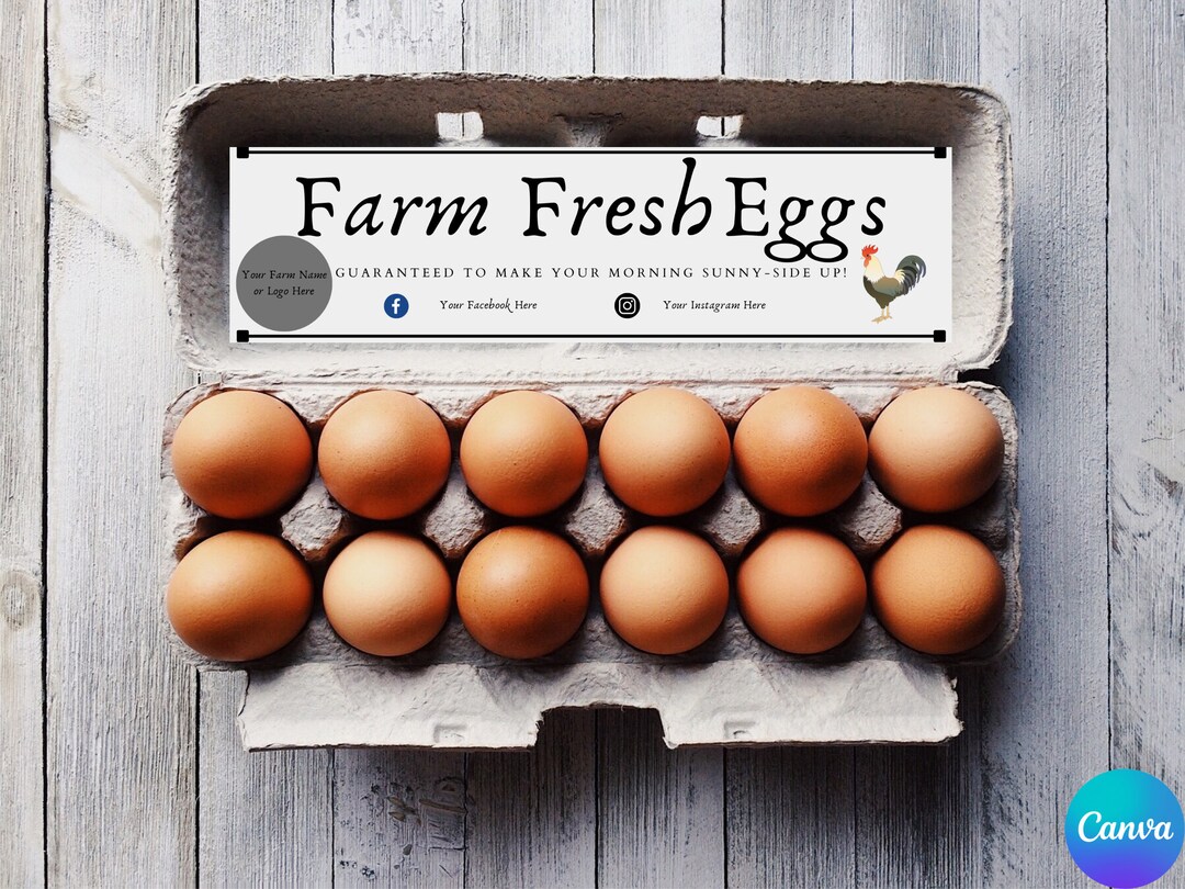 Egg Carton Label - Customizable - Canva Template - Homestead Cute! - Etsy