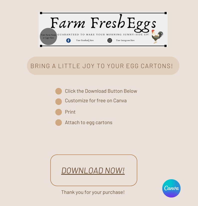 Egg Carton Label - Customizable - Canva Template - Homestead Cute! - Etsy