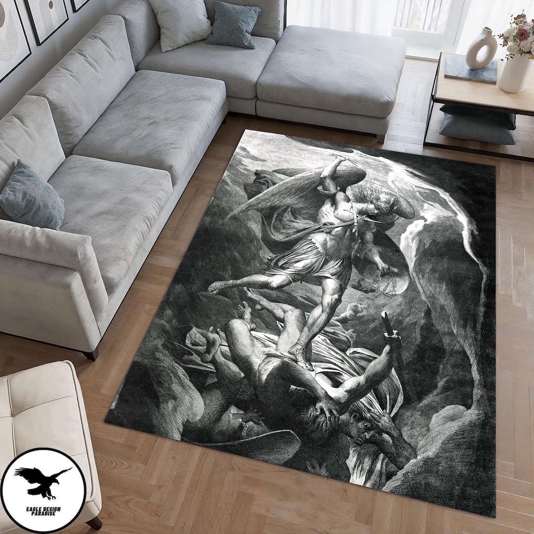 The Mouth of Hell Design Rug, Renaissance Theme Rug, Gothic Design Rug, Dante Design Rug ...