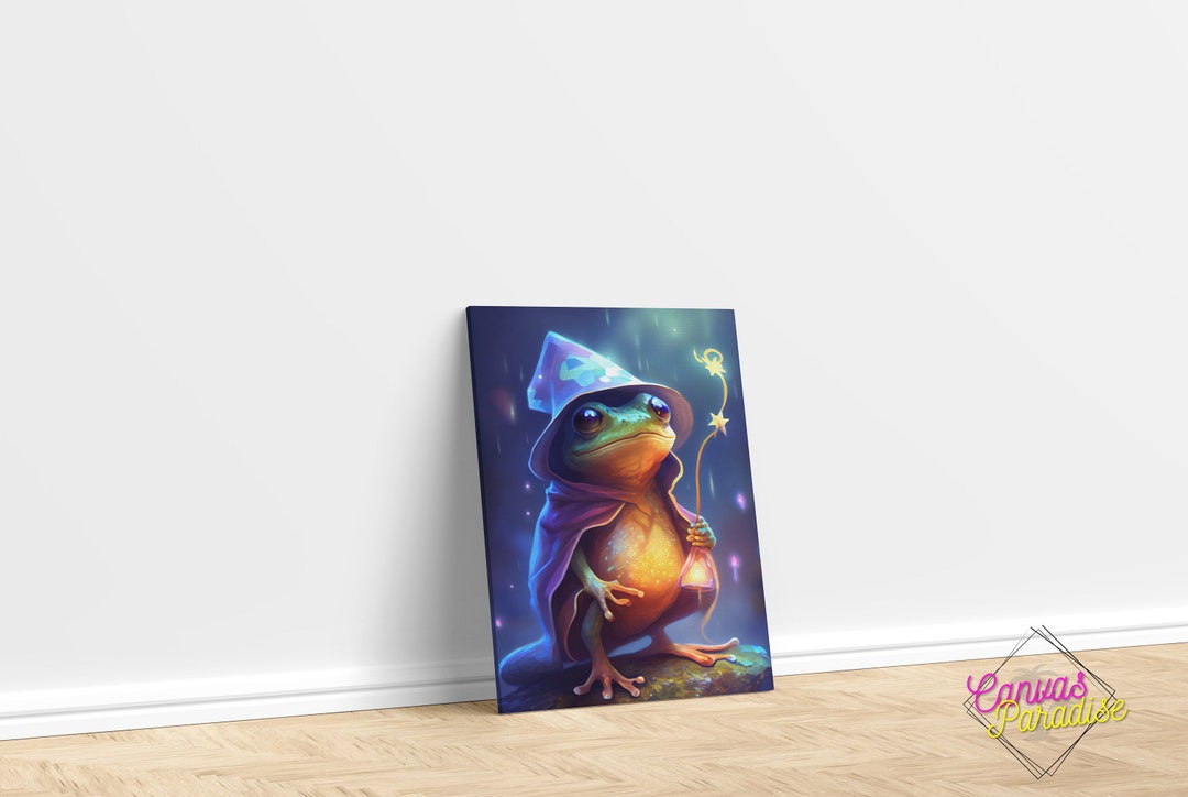 Wizard Frog Canvas, Cute Little Frog, Magician Frog,frog Canvas ...