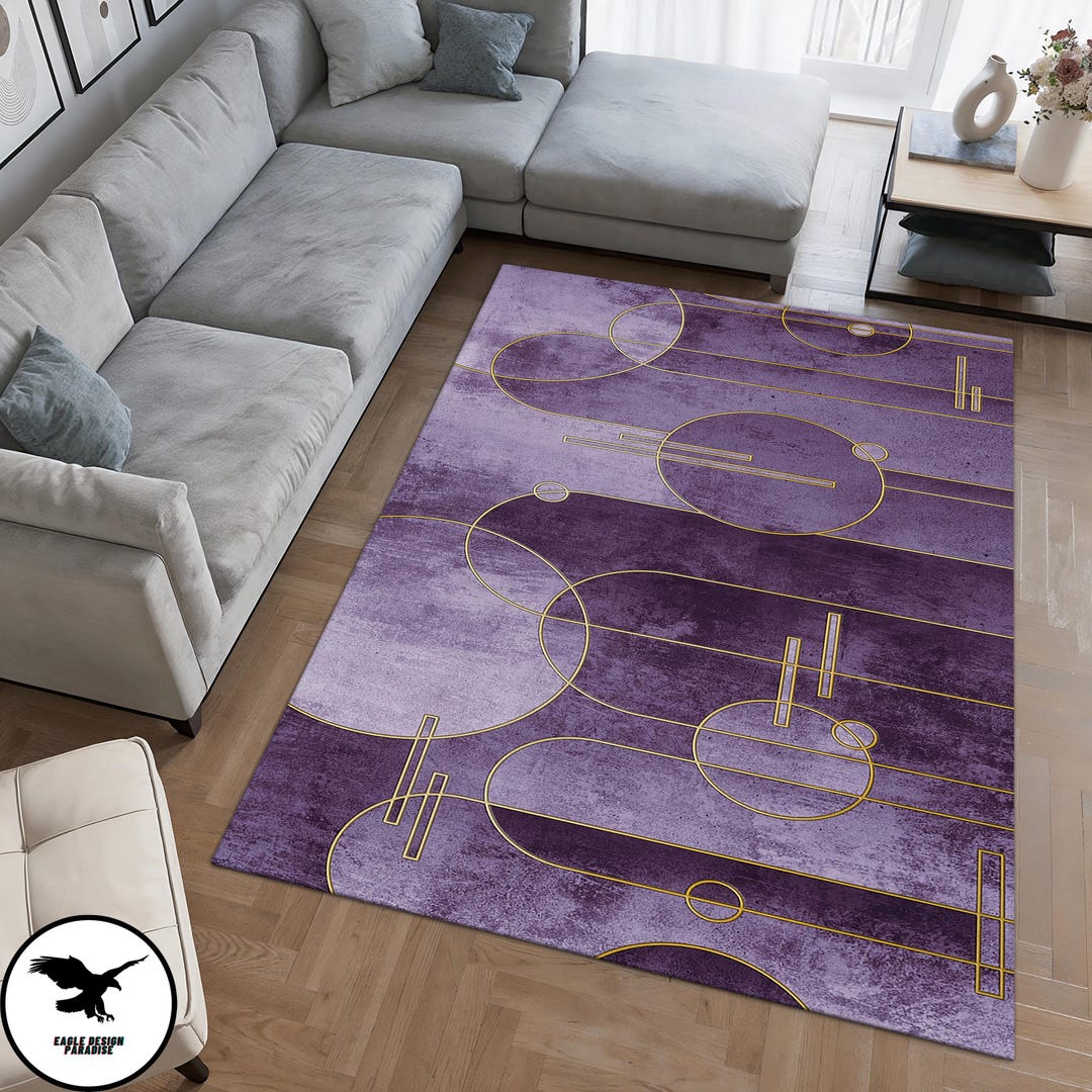 Modern Shapes Rugs, Modern Rug, Nursery Rug, Modern Purple Rug, Cool ...