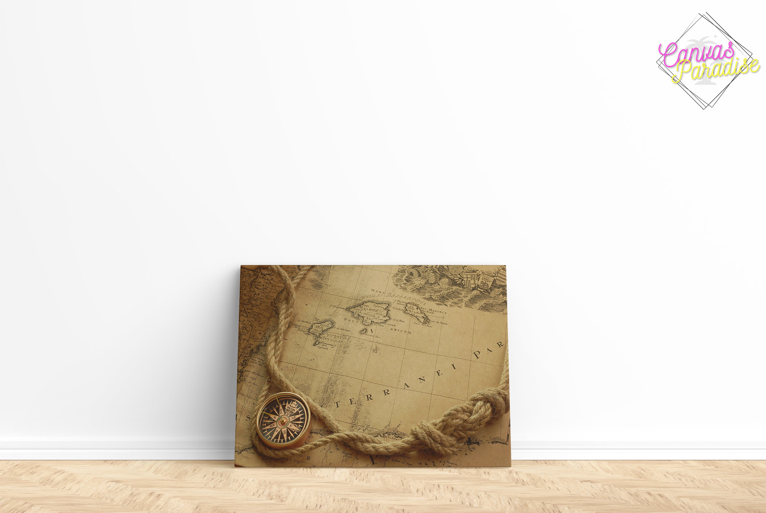 Pirate Map Canvas, Compass Canvas, Treasure Canvas, Pirate Treasury Map ...