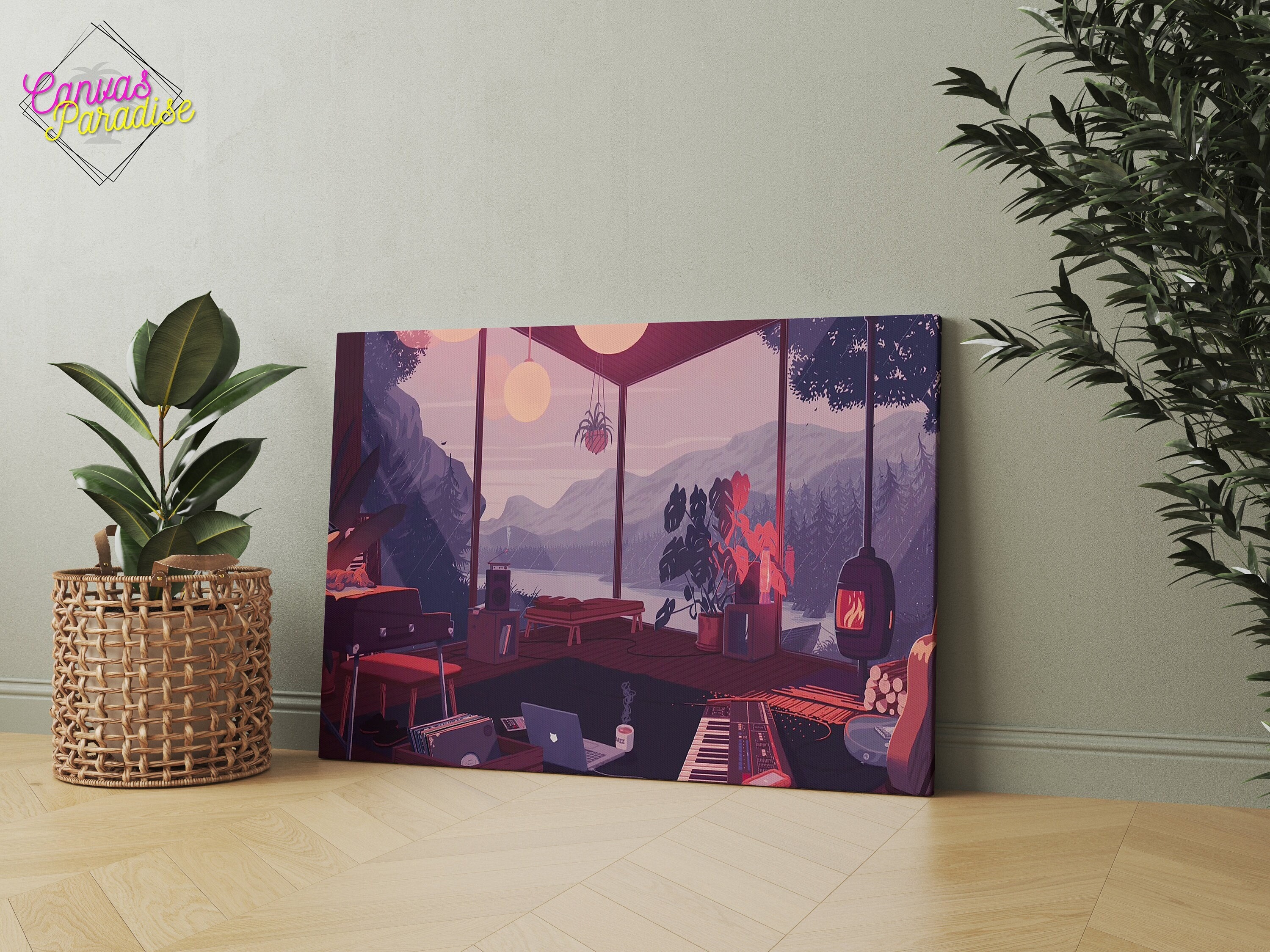 Lo-fi Anime City Poster, Lo-fi Style Canvas, Lo-fi Bedroom Canvas, Lo ...