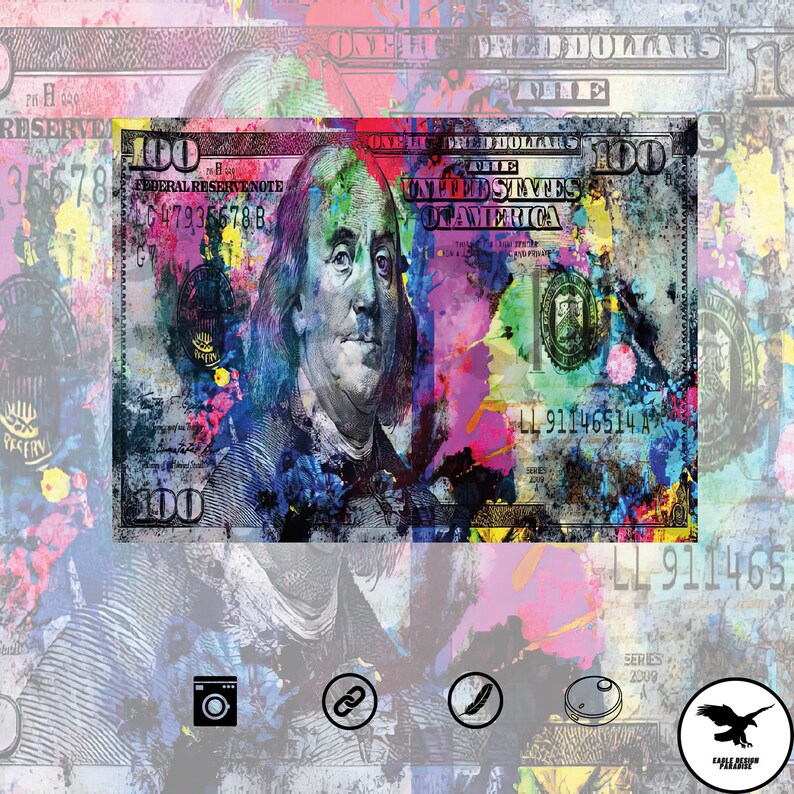 Colorful 100 Dollar Bill Rug, Ben Franklin 100 Dollar Bill Dobby Rug ...