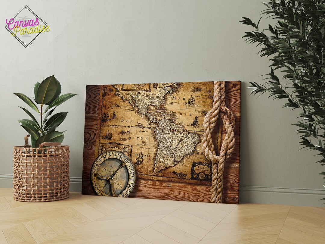 History Map of Ancient America Map Canvas, Compass Canvas, Treasure ...