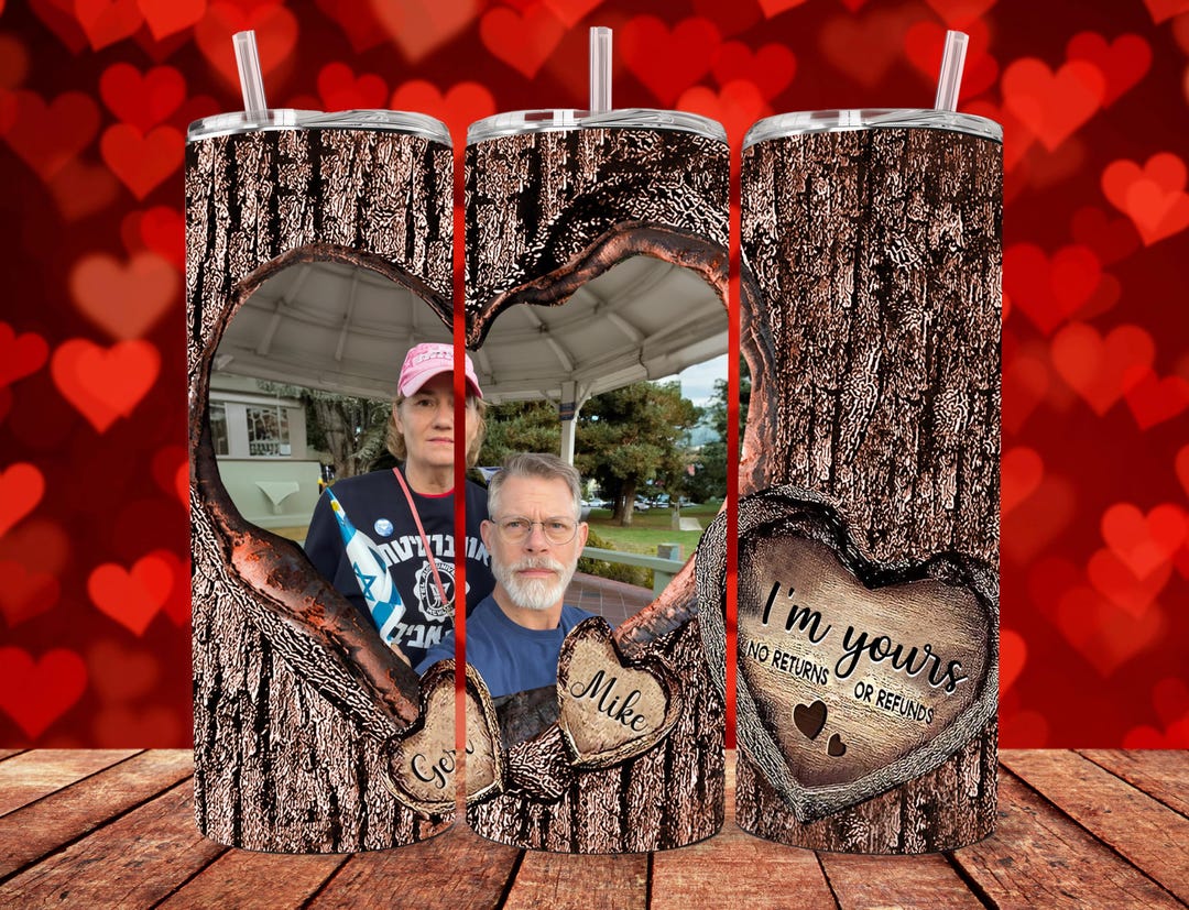Personalized Photo Heart Carved in Tree Tumbler – Custom 20oz ...