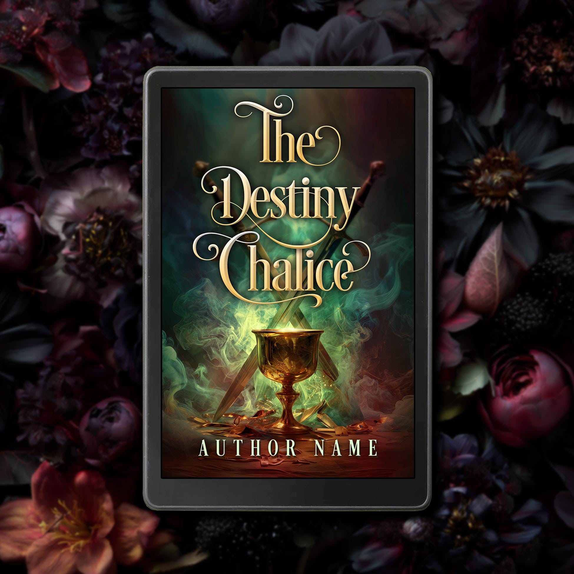 Premade Book Cover, Chalice and Swords Design, Fantasy Romance, Ebook ...