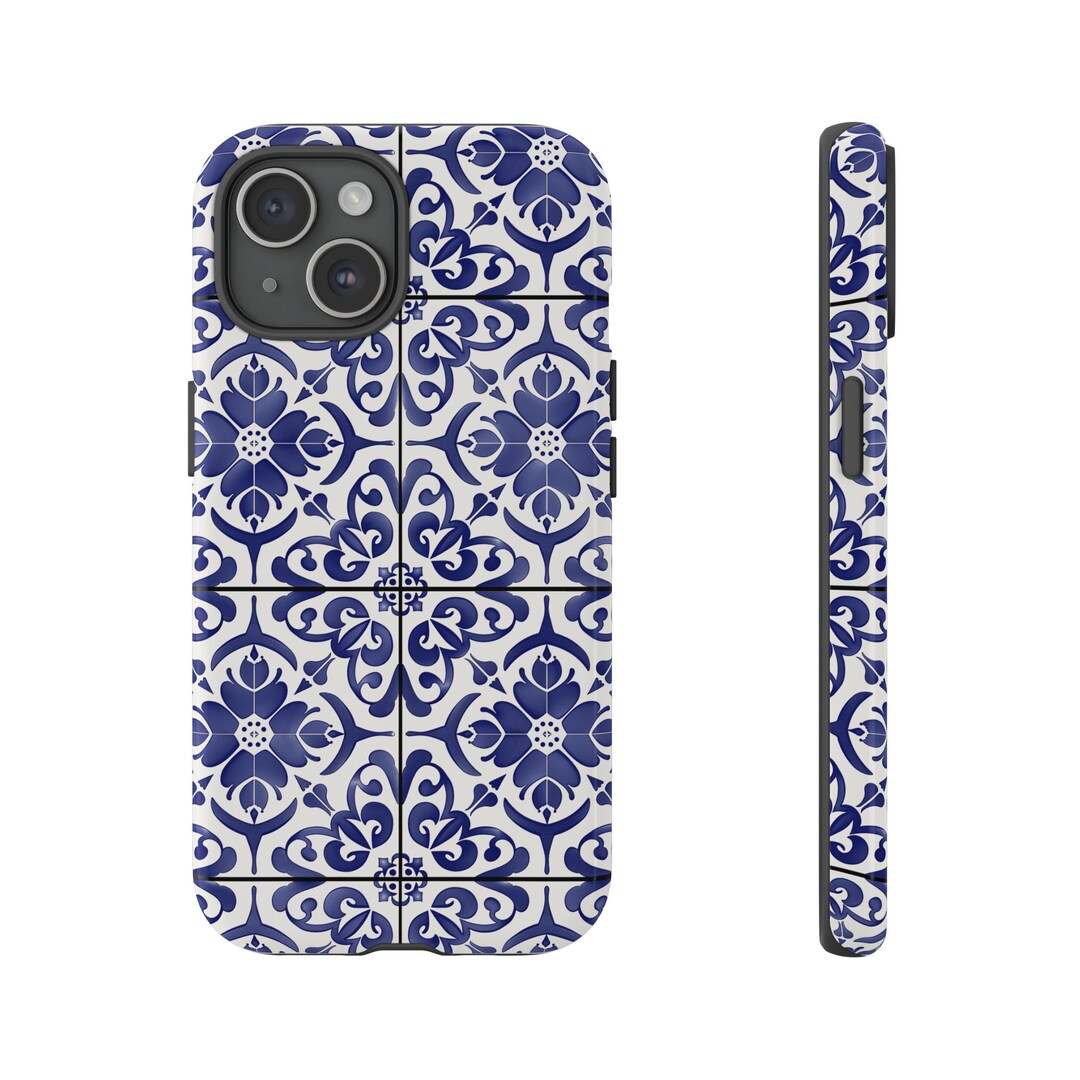 IPhone Tough Case Azulejo Porcelain Blue Tile Mediterranean Case Design ...