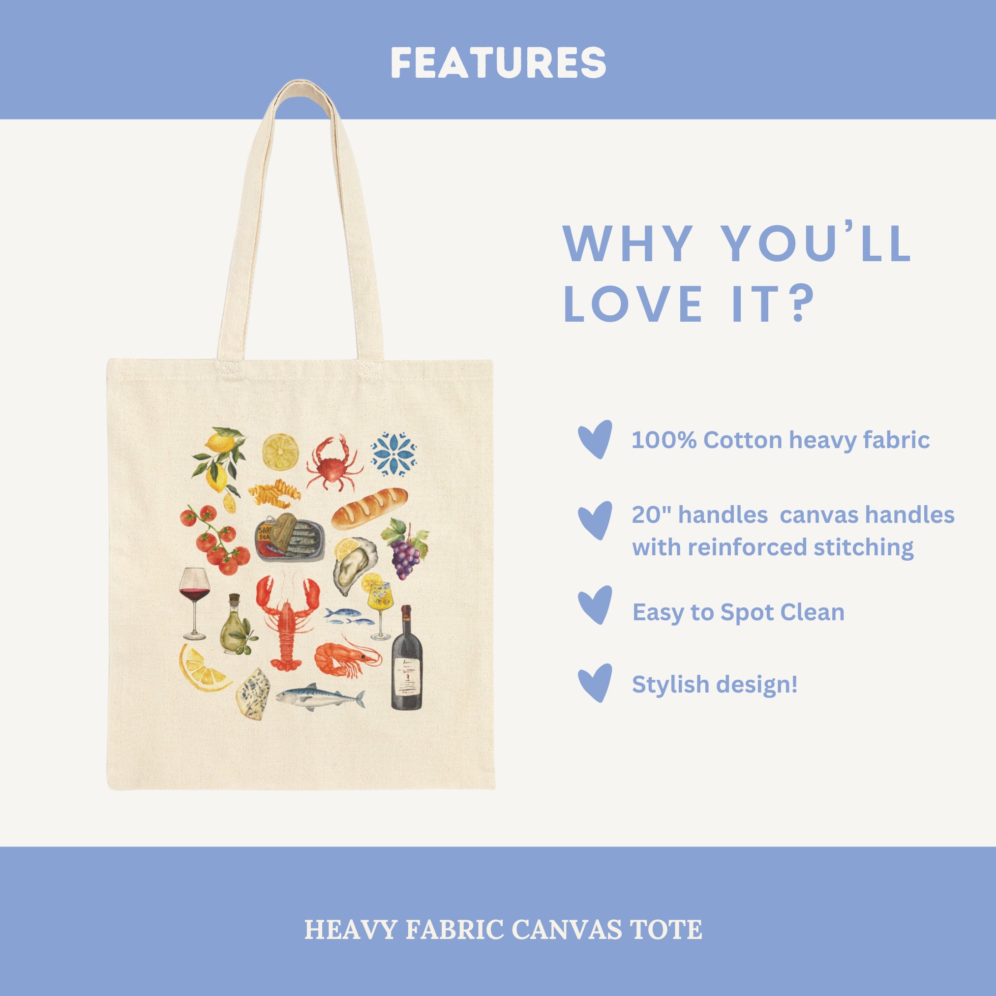 Italian Summer Beach Canvas Tote Bag Aesthetic Thin Fish Sardines ...