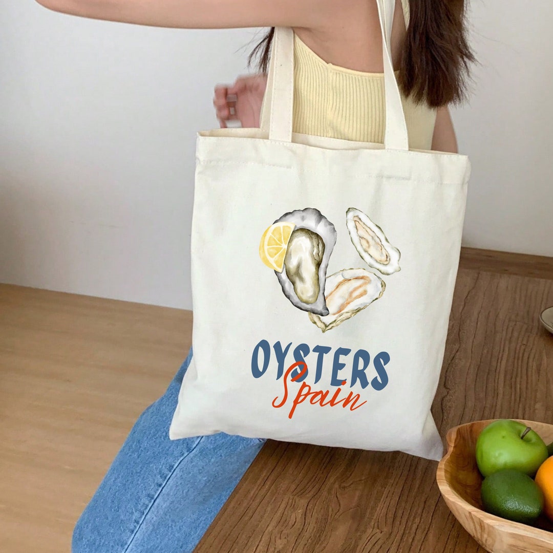 Oysters Spain Canvas Tote Bag: Nautical Beach Bag - Etsy