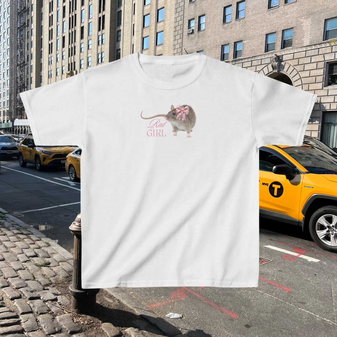 Y2k Baby Tee Rat Girl Pink Ribbon Bow Coquette Shirt Baby Tee Coquette ...