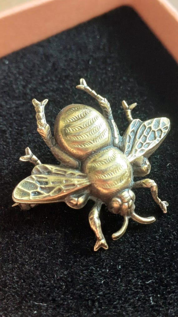 Vintage Joseff of Hollywood Bee Brooch: 1940s Gold To… - Gem