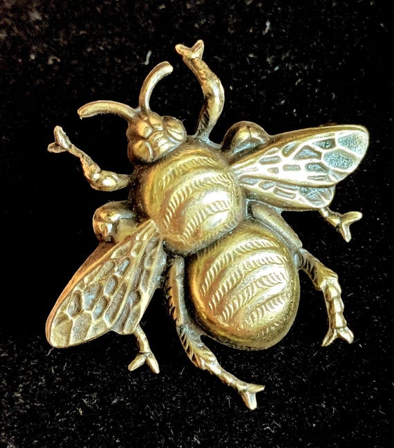 Vintage Joseff of Hollywood Bee Brooch: 1940s Gold To… - Gem