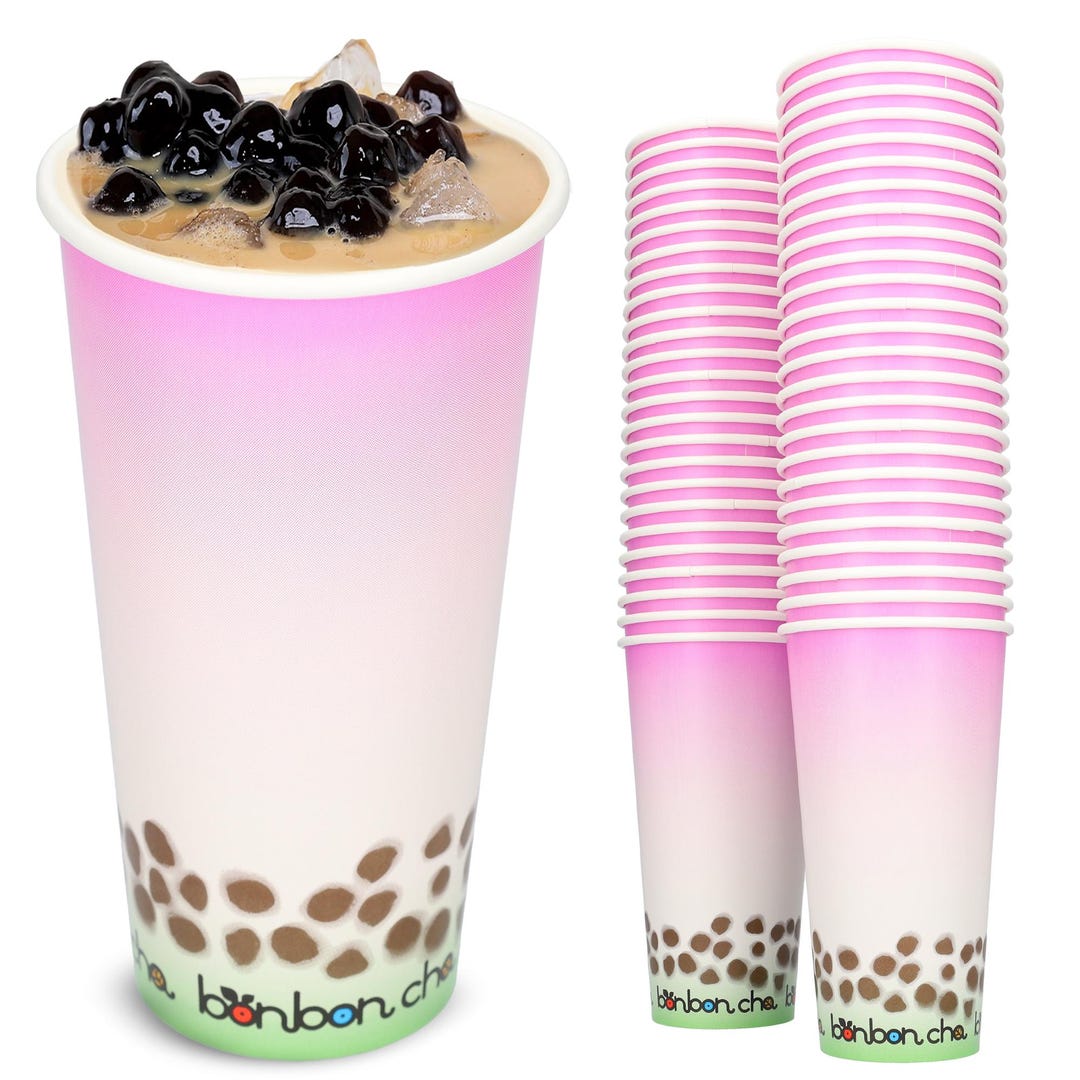 Bubble Tea Cup Set - Cardboard Mega Cups - Set of 40 Cups - Drinking ...