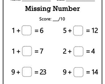 missing addition numbers