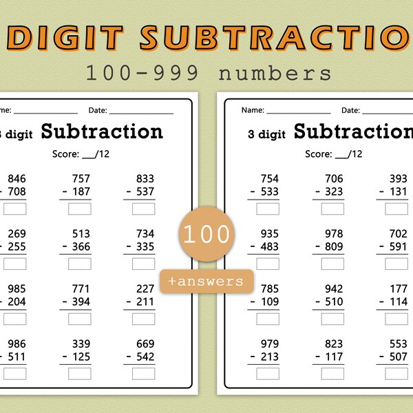 Math Worksheets - Etsy