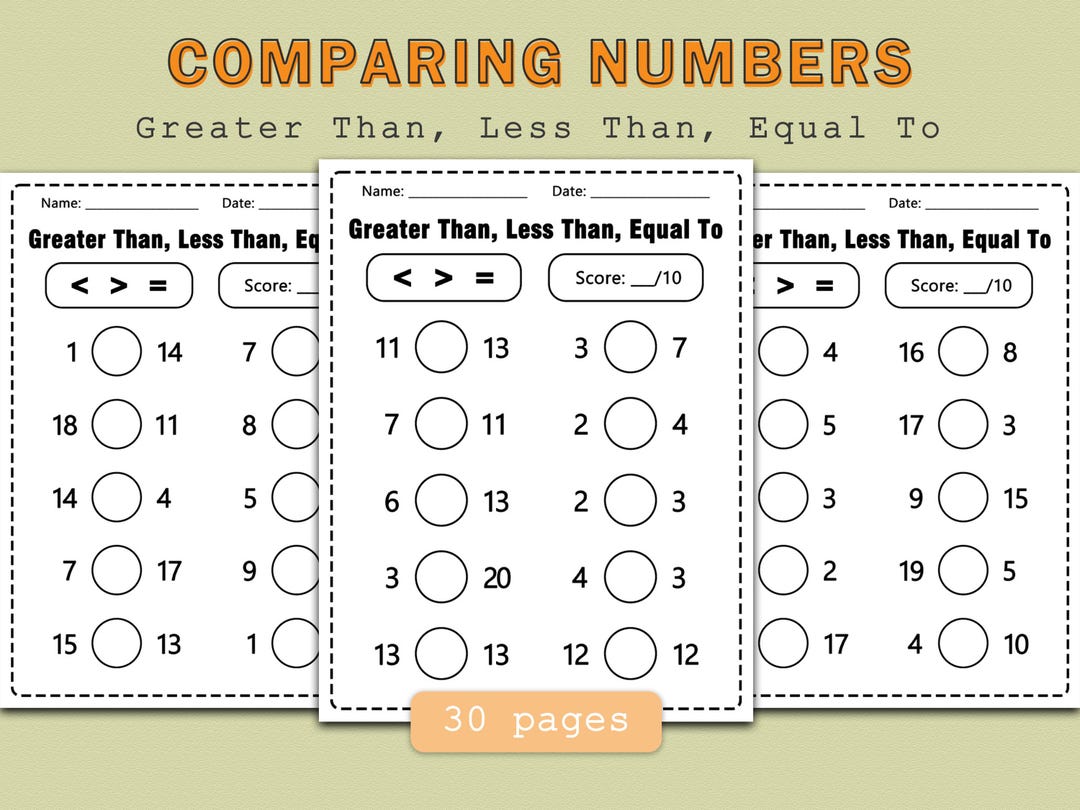 Comparing Numbers 1-20 | Greater Than, Less Than , Equal To ...