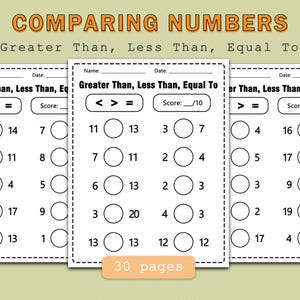 Comparing Numbers 1-20 | Greater Than, Less Than , Equal To ...