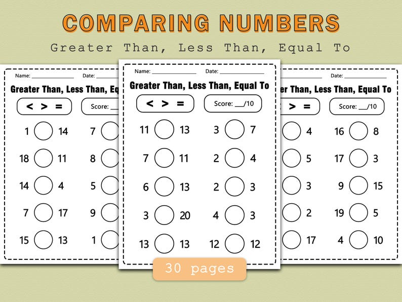 Comparing Numbers 1-20 | Greater Than, Less Than , Equal To ...