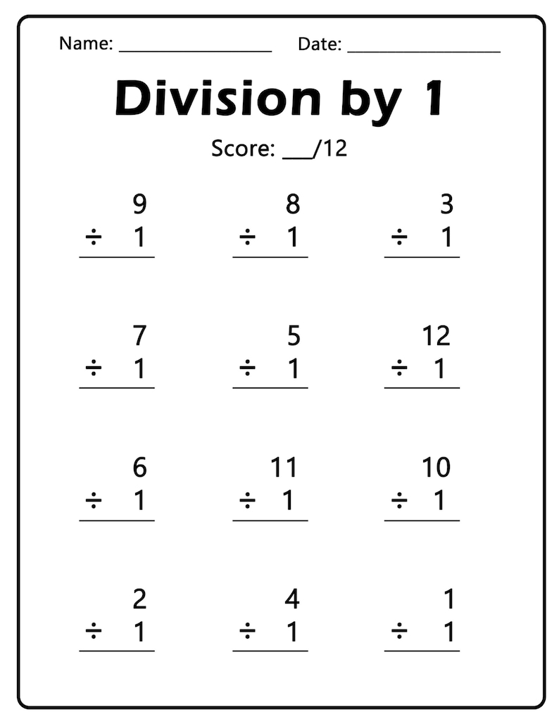 9 Division Worksheets, 1-9 Numbers, Printable Math Worksheets - Etsy