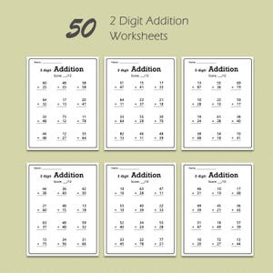50 Two Digit Addition Worksheets | Printable Math Worksheets, 10-99 ...