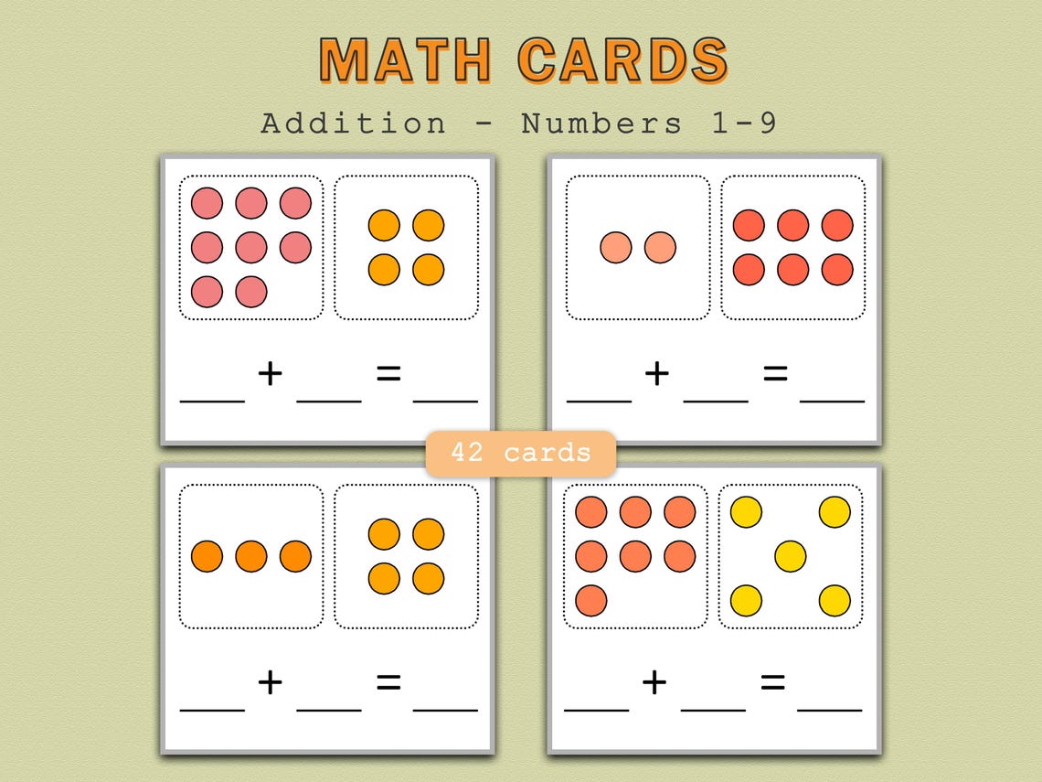 Addition Flash Cards Printable: Math Worksheets for Kids (PDF File ...