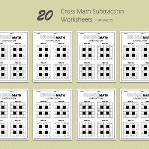 Cross Math Puzzles | Subtraction Numbers 1-30 | Printable Math ...