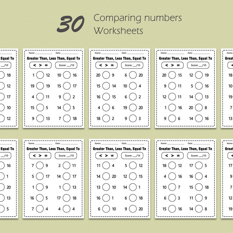 Comparing Numbers 1-20 | Greater Than, Less Than , Equal To ...
