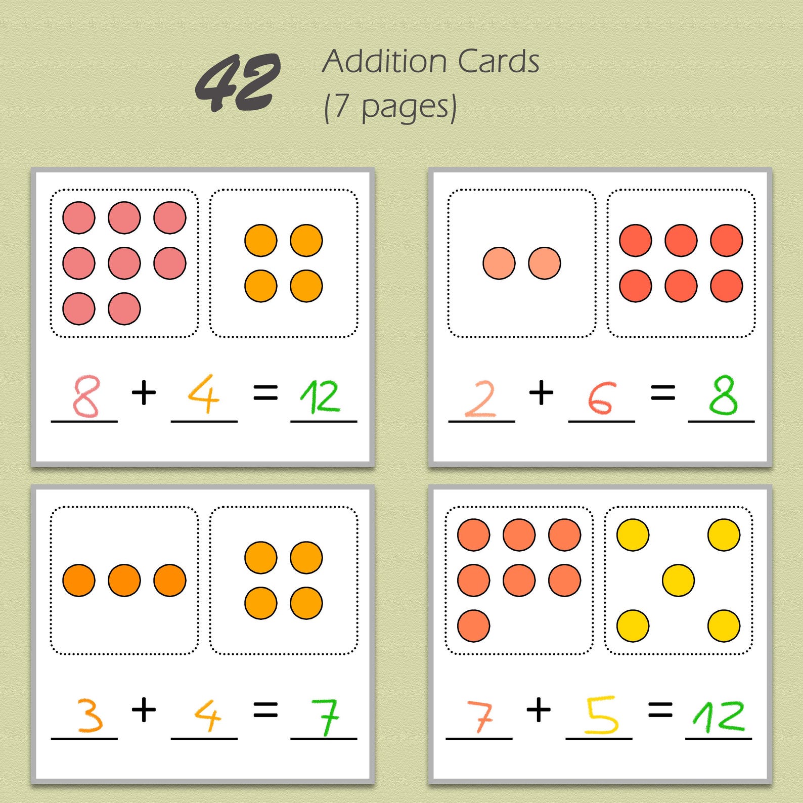 Addition Flash Cards Printable: Math Worksheets for Kids (PDF File ...
