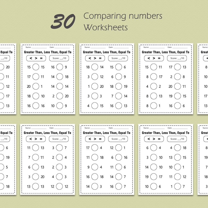 Comparing Numbers 1-20 | Greater Than, Less Than , Equal To ...