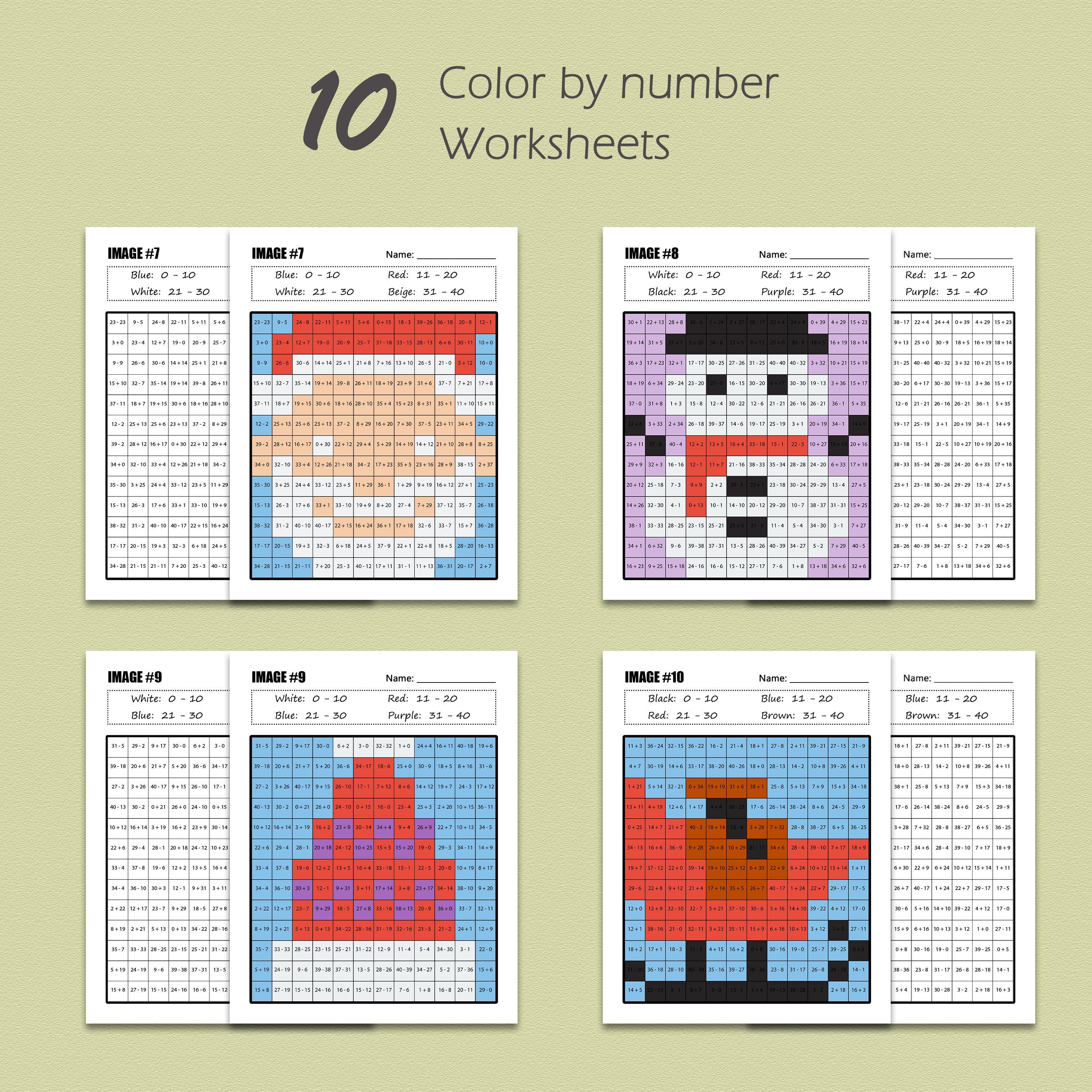 Christmas Math Worksheets: Color by Number Addition & Subtraction for ...